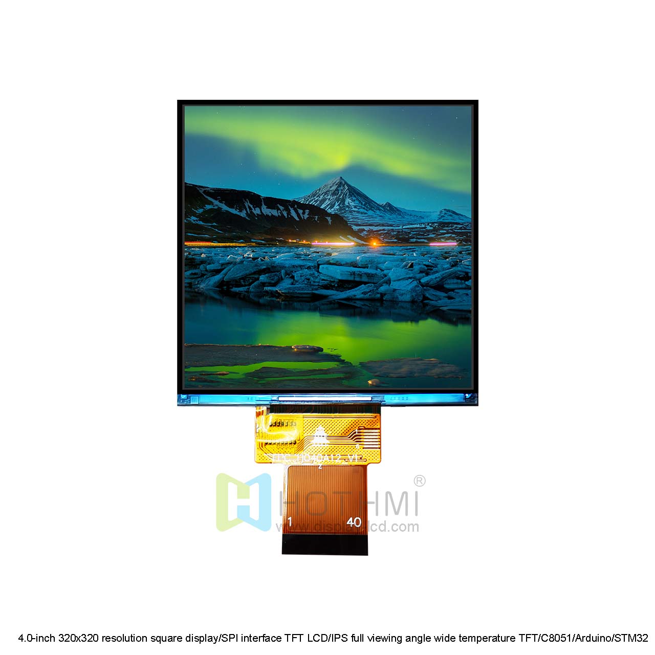 40英寸320x320分辨率方形显示屏spi Tft Lcdips全视角宽温tftc8051arduinostm32